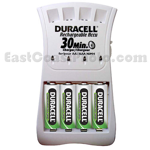 Duracell 30 Minute Charger with Four AA mAh Nickel-Metal Hydride (NiMH) Batteries